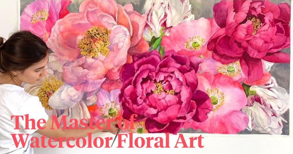 Janet Pulcho and Her Large Floral Watercolor Works